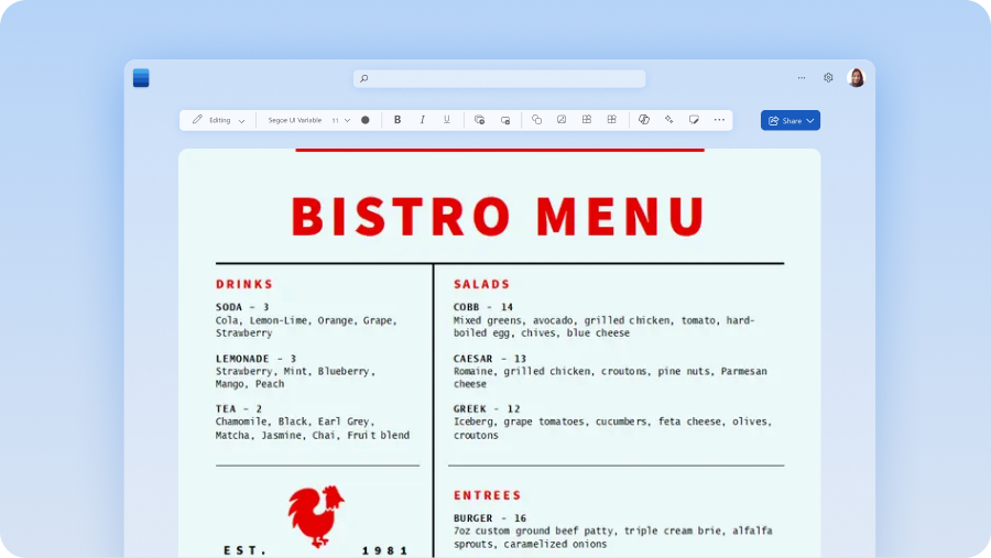 Free printable menu templates | Microsoft Word